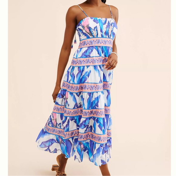 FARM Rio | Dresses | Farm Rio Blue Foliage Midi Dress | Poshmark